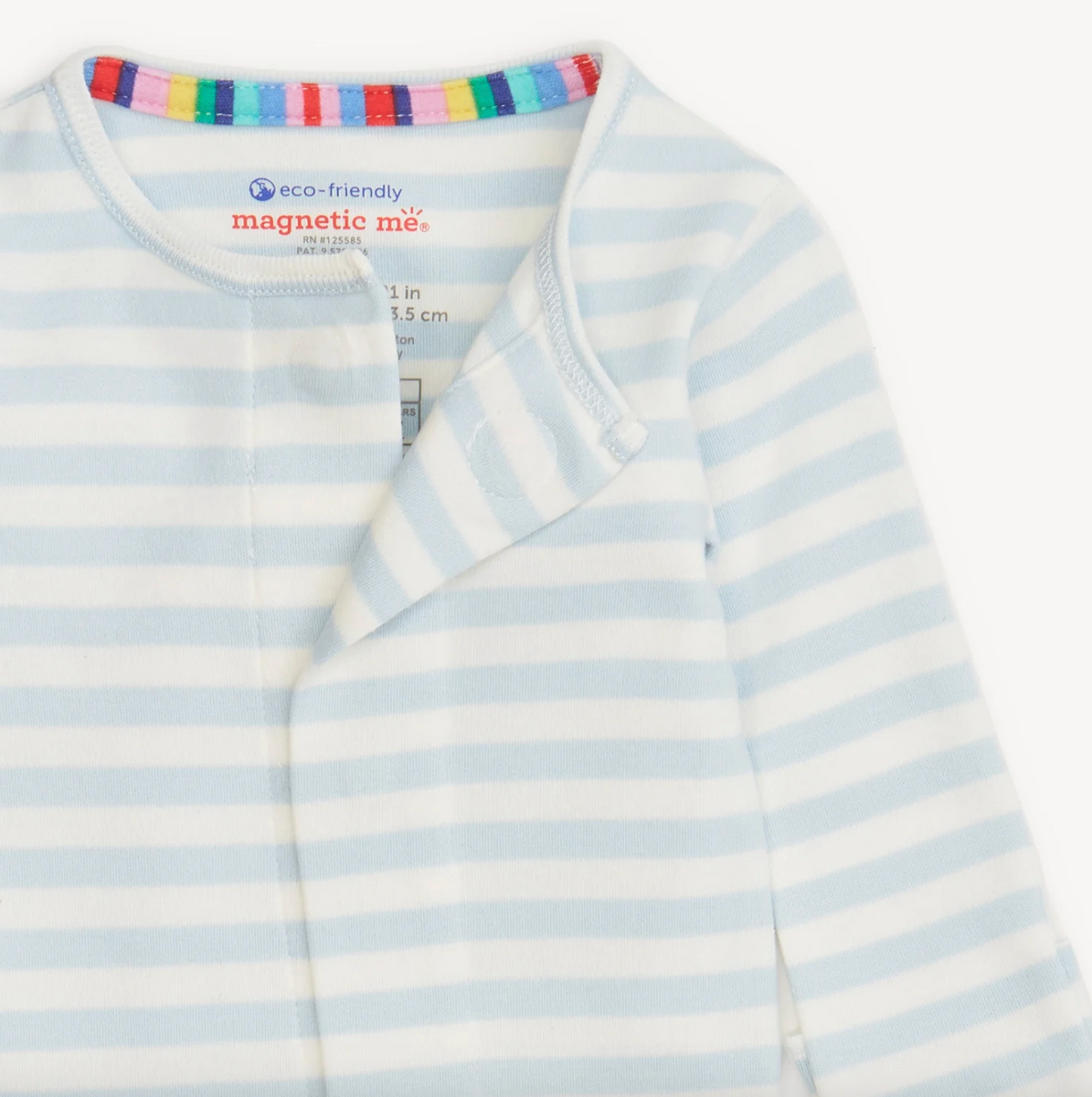 Magnetic Me Blue Stripe Organic Cotton Magnetic Footie Size Preemie ...
